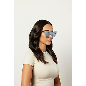 DIFF Becky II Designer Oversized Cat Eye Sunglasses for Women UV400 Protection, Blue Dust + Blue Gradient Flash