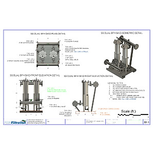 PRM Dual Bag Filter Housing Skid; #2 Size; Bolt Plate Lid; 304 SS; 4" Flange in/Out;150 psi