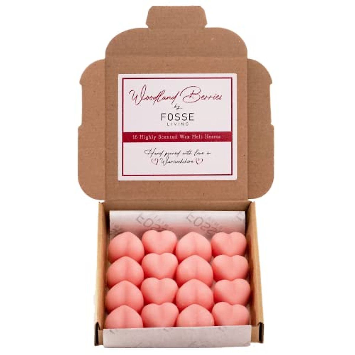 Woodland Berries Wax Melts 16 Pack | Strong Scented Heart Shaped Soy Melts | Up to 96Hr of Scent Per Box | Hand Poured in The UK | Vegan & Plastic Free Long Lasting Candle Alternative