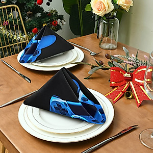 Oyihfvs Video Game Joystick Gamepad in Blue Neon Lights Isolated on Black Cloth Napkin Set of 1,Dinner Napkins Reusable Table Napkin Washable Polyester Fabric for Cocktail Party Holiday Wedding Home
