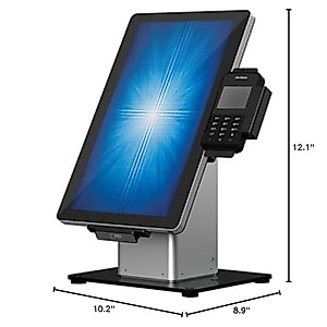 Elo Slim Desk Mount for Touchscreen Monitor, Cradle, Bar Code Reader, Fingerprint Reader, Webcam - Black, Silver