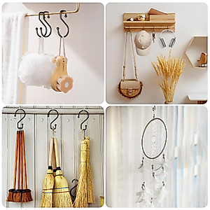 MEILIDY S Hooks, Reversible Black Metal S Shaped Hooks 3 Inch Small Closet S Hooks Heavy Duty S Hanging Hooks for Pots Pans Mugs Curtains Pants Purses Crafts Plants - 12 Pcs