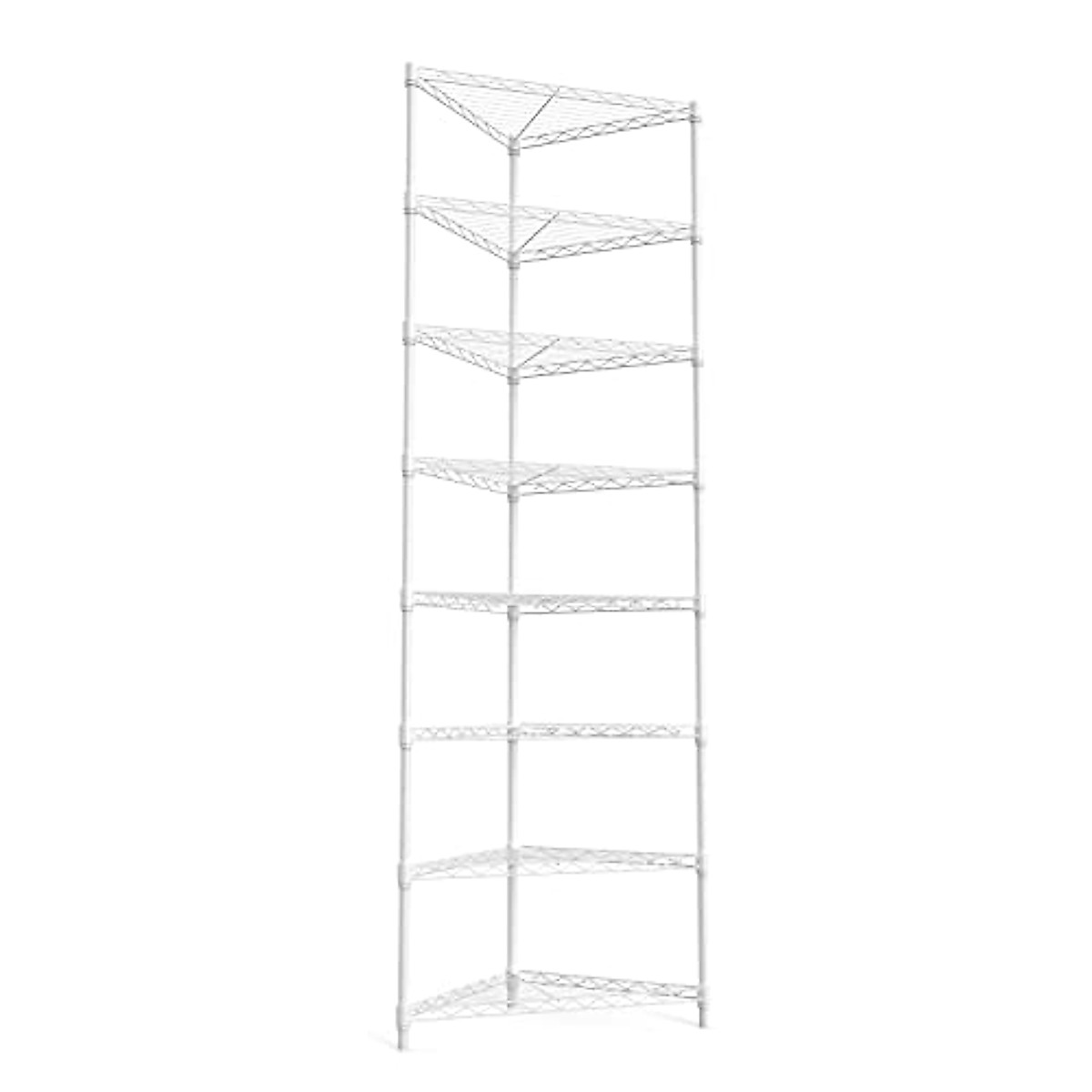 pouseayar 8 Tier NSF Metal Corner Shelf Wire Shelving Unit, 400lbs Capacity Heavy Duty Adjustable Storage Rack (No Shelf Liners) for Every Room Corner, 82" H x 20" L x 20" D - White
