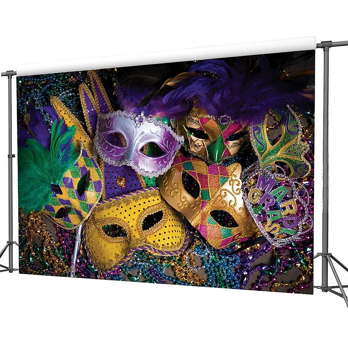 CYLYH 7X5ft Venetian Mardi Gras Backdrop Masquerade Themed Party Photography Background Masquerade Birthday Decoration Venice Carnival Banner Backdrop D513