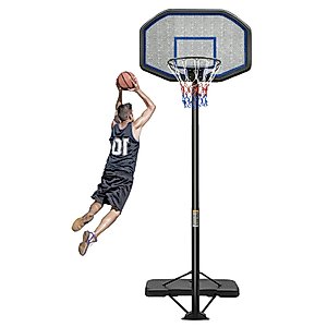 Pro Court Portable Basketball Hoop 10ft Adjustable Basketball Hoop Goal System 43in HDPE Shatterprooft Backboard for Kids/Adults in Backyard Indoor Outdoor Sports