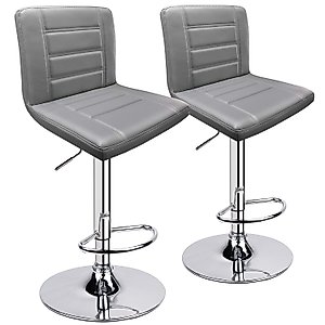 Leopard Bar Stools Set of 2, Modern Adjustable Bar Stool with Back, Straight Line Swivel Barstool (Light Grey)