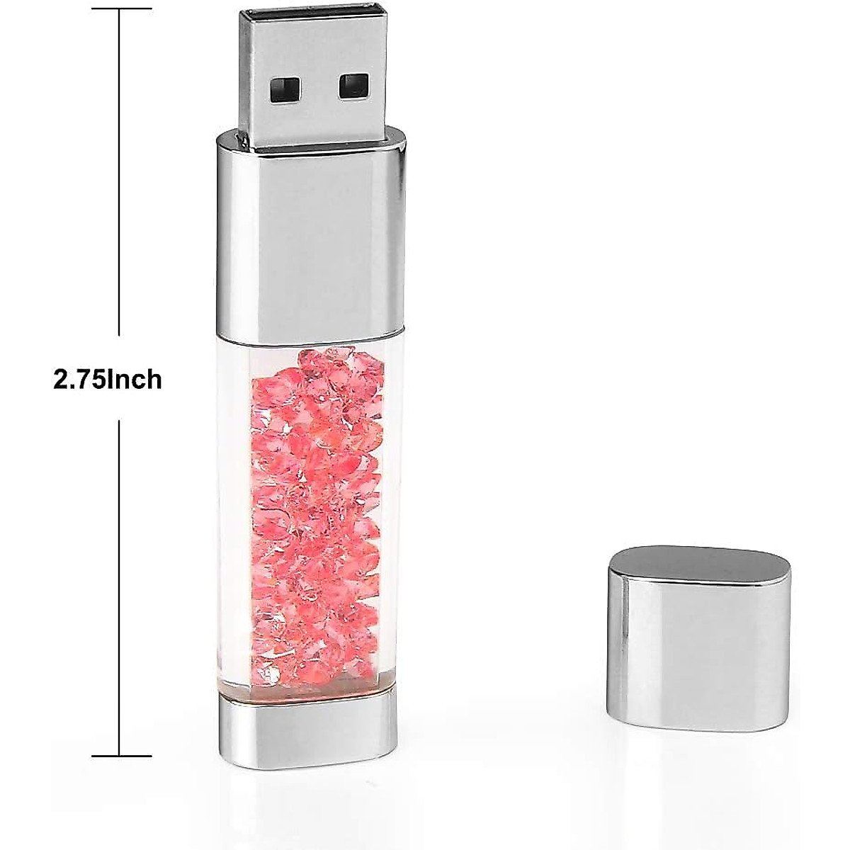 USB Flash Drive 32GB, BorlterClamp Cute Pink Crystal Thumb Drive Novelty Pen Drive Memory Stick