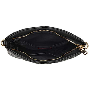 lola mae Simple Quilted Crossbody Bag, Lightweight Wristlet Shoulder Purse (Black)