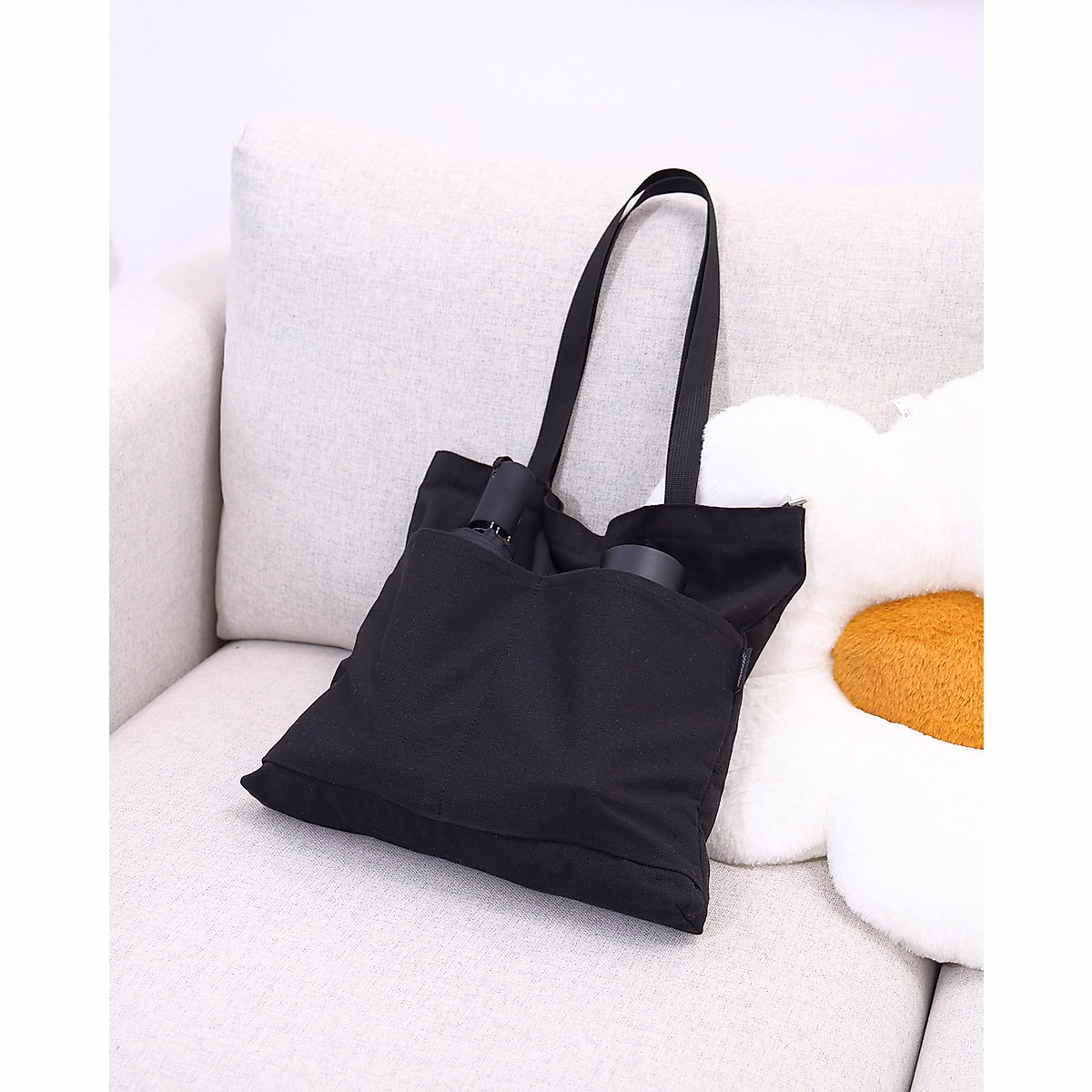Women's Canvas Bag, Aesthetic Handbags with Zipper Travel Shoulder Bags Shopping Handbags with Inner Pockets