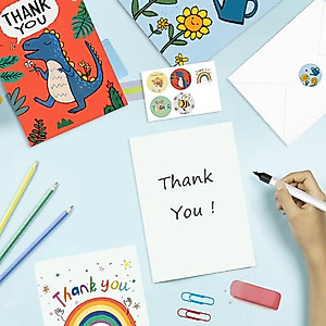 AhfuLife 6 Pcs Teacher Thank You Cards Multipack, 6 Styles Cute Teacher Appreciation Cards Graduation Gift, Including 6 Stickers and 6 Envelops for Teachers' Day, Teacher of the Year Gifts
