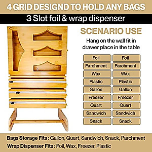 Star House 8 in 1 Ziplock Bag Storage Organizer for Kitchen Drawer, with wax, foil and plastic wrap Dispenser and Napkin holder. Compatible with Gallon, Quart, Sandwich and Snack Variety Size Bag