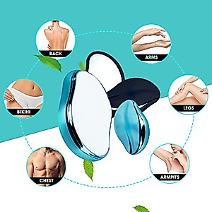2 Pcs Crystal Hair Eraser for Women and Men Reusable Crystal Hair Remover Portable Magic Painless Exfoliation Hair Removal Tool Washable Magic Hair Eraser for Back Arms Legs(Blue & Black)
