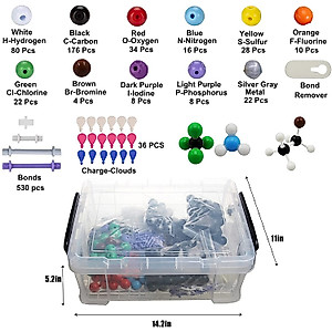 YCWF Molecular Model Kit,974 Pcs Molecular and Atomic Model Kit for Organic and Inorganic Chemistry Learning,Chemistry Structure Kit with Atoms,Bonds & Orbitals for Teacher, Student