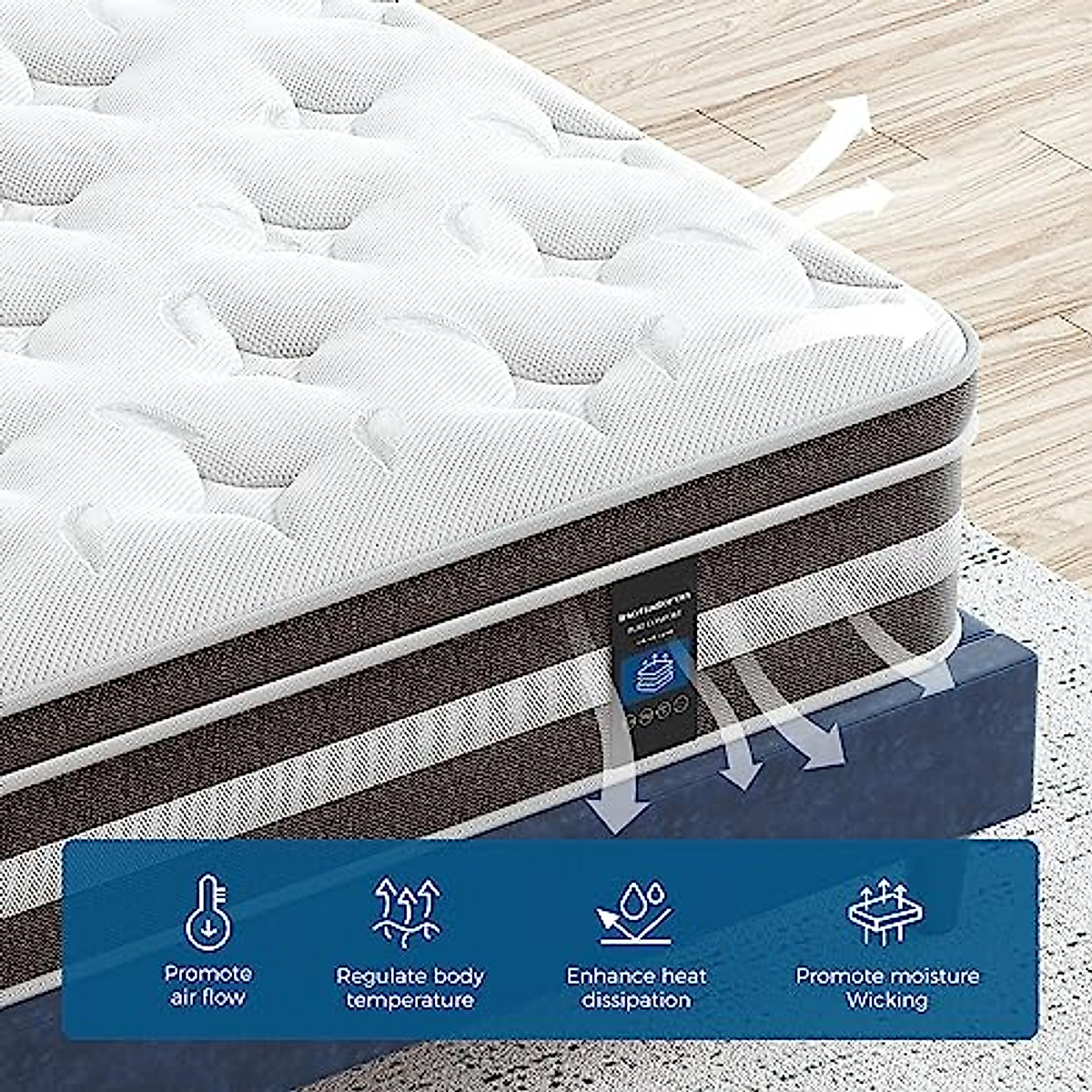 InofiaSeren Full Mattress, Individual Pocket Spring Hybrid Full Size Bed with Gel Memory Foam, Breathable Full Mattress in a Box, Medium Firm Support, 75''*54''*12''