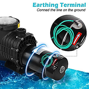 Pool Pump Inground, 2HP 6825GPH Swimming Pool Pump, 110/220V Dual Voltage Inground/Above Ground Pool Pump, Self Primming Pool Pump with Strainer Basket, 1.25" and 1.5" Pipe Fitting