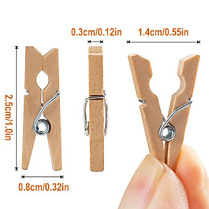 Mini Clothes Pins, 120 Pcs Natural Wooden Clothespins with 10m Jute Twine, 1 Inch Mini Wooden Clips, Mini Clothes Pins for Photo Crafts DIY Weddings and Cocktails Décor (1in/120pcs)