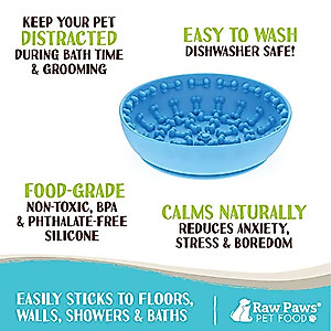 Raw Paws Lick Pad Mat Bowl for Dogs & Cat - Distraction Mat for Dogs with Suction - Lick Bowl for Dogs Large to Puppies - Interactive Cat Licking Mat - Dog Mat for Anxiety - Dog Bowl Licking Mat