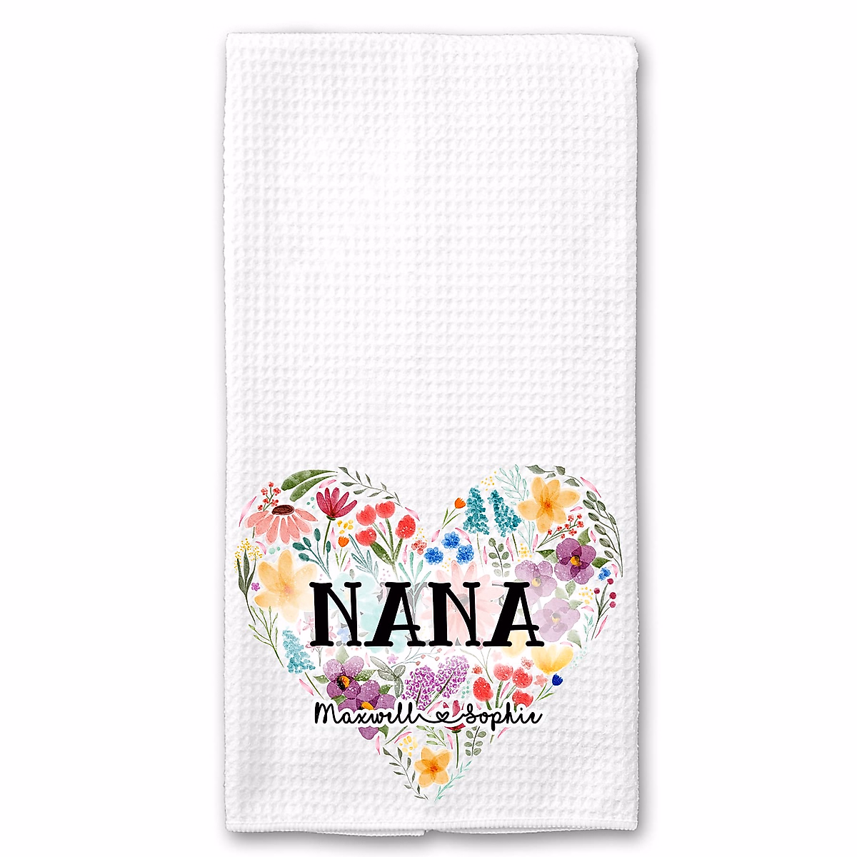 Personalized Wildflower Mother's Day Waffle Weave Microfiber Towel Mama, Mom, Grandma, Nana, Gigi - Any title Any Names