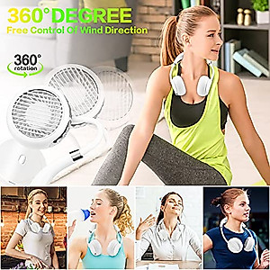 POOCCI Portable Neck Fan, Hands Free Bladeless Fan, USB Rechargeable Wearable Personal Fan, Headphone Design Neck Cooling Fan, USB Powered Neck Fan with 3 Speeds-White
