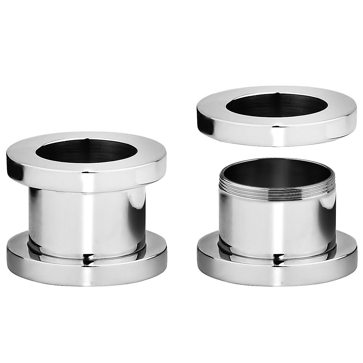 Forbidden Body Jewelry Set of 00G Surgical Steel Ear Gauges Screw Fit Tunnels, 00 Gauge Tunnel Plug Earrings