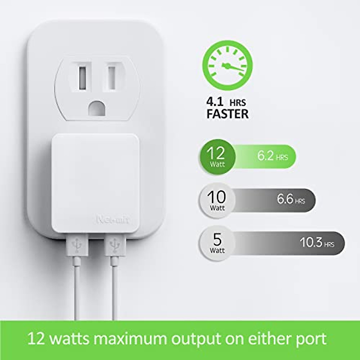 Nekmit Dual Port Ultra Thin Flat USB Wall Charger with Smart IC, 2 Pack