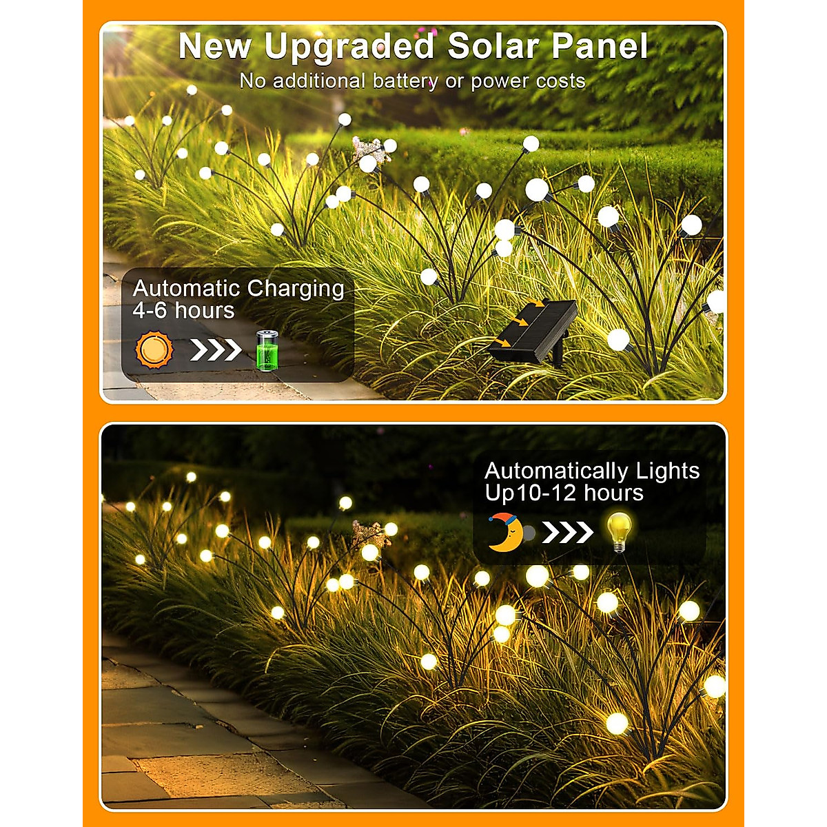 AURPUKAR Solar Garden Firefly Lights - 4 Pack New Upgraded Solar Lights for Outside, 8 Modes Remote Control & Waterproof, Powered Light Outdoor for Yard, Landscape, and Pathway Decorations, Black