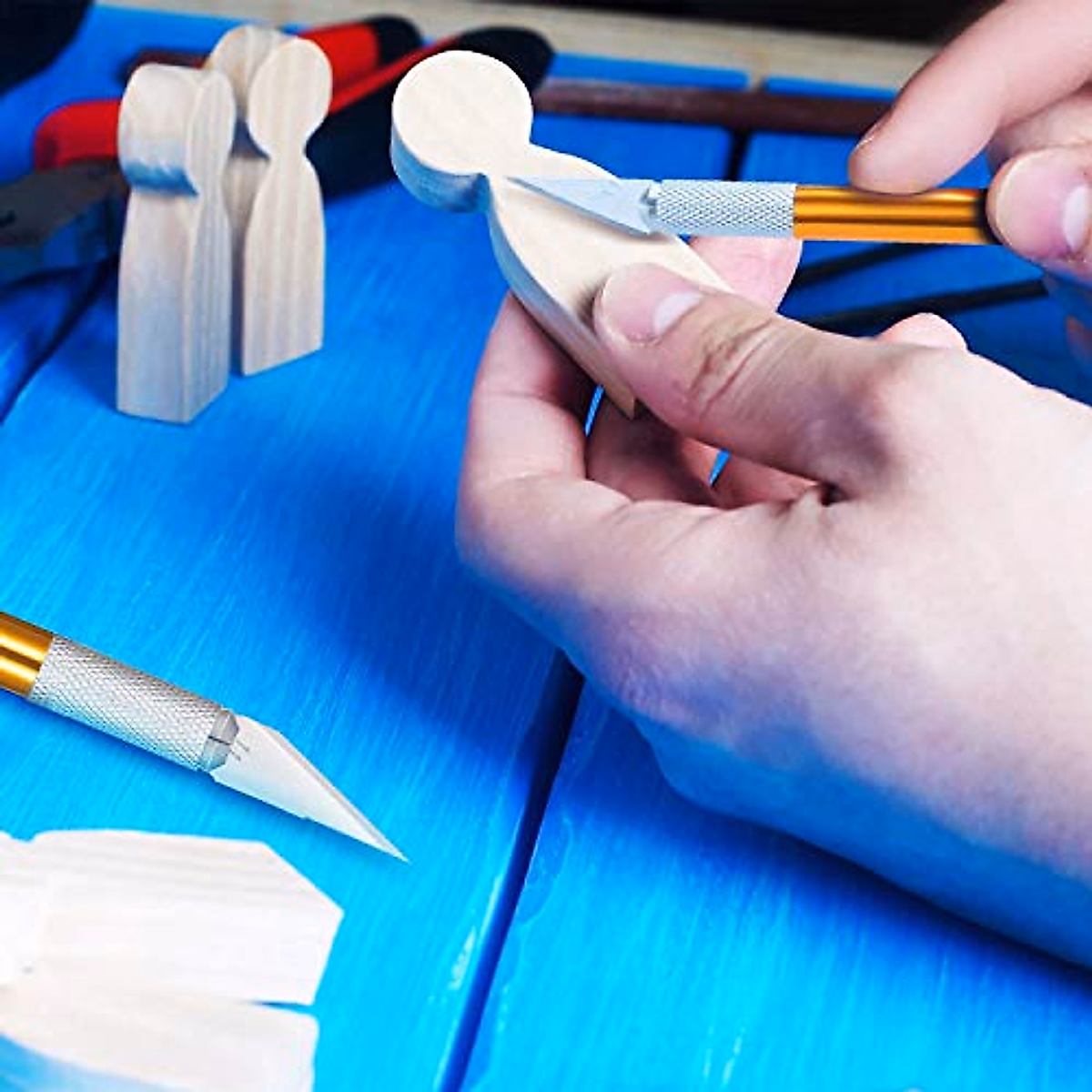 74 Pack Hobby Knife Exacto Knife with 4 Upgrade Sharp Hobby Knives and 70 Spare Craft Knife Blades, 100 PCS Exacto Knife Blades, SK5 Carbon Steel #11 Exacto Blades