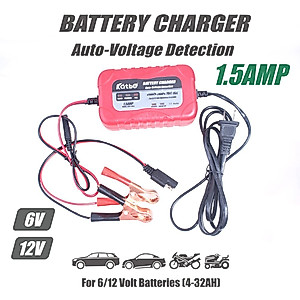 Katbo Battery Charger Automatic Maintainer 6V 12V Automatic Smart for Auto Car Motorcycle Lawn Mower ATVs RVs AGM Gel Lead Acid Batteries