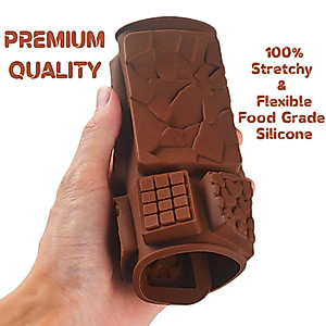 C-CO Food Grade Break-Apart Chocolate Molds, Set of 4 Packs Non-Stick Silicone Protein and Energy Bar Molds