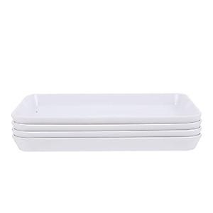 Rectangular Serving Tray 4pcs Decorative Serving Tray Melamine Snack Tray Plate Fruit Serving Tray Tea Drink Platter for Coffee Food Breakfast Dinner (White) Dining Tray