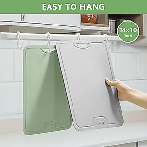 Gintan Flexible TPU Cutting Board with Knife and Juice Groove, BPA Free Flexible Chopping Boards for Kitchen Dishwasher Safe Easy Grip Handle（Grey）