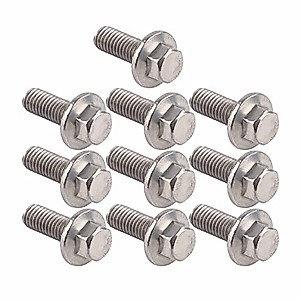 SS304 Flange Screw 10pcs M6 Stainless Steel Hex Flange Screws Washer Head Fastener (M6*20)