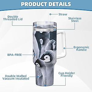 HULIBIN Cute penguin1 Print Double Deck Stainless Steel Travel Coffee Cup With Lid 40 Oz Ice Bully Cup