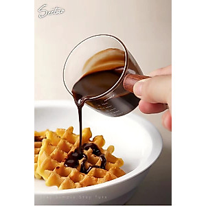 SunShade 2PCS Glass liquid measuring cup for Milk/coffee Cup, Espresso Shot Glass with Pouring Handle & Capacity tick mark , Clear Glass Cup, Liquor Glass Cups, Glass Round Beaker (75ml Glass)