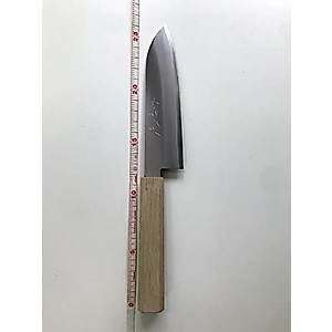 Goh Umanosuke Yoshihiro Small Santoku Knife, silver,brown