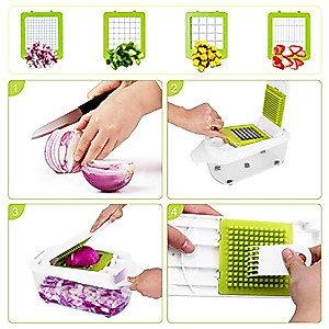 Vegetable Chopper and Slicer Dicer for Kitchen 23 PCS Veggie Slicer and Chopper Vegetable Cutter Cooking Accessories Gadget Stuff Salad Maker Dicing Machine Potato Fruit Chopper with Container