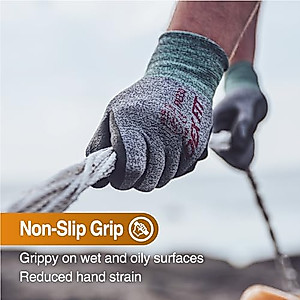 DEX FIT Nitrile Work Gloves FN330, 1 Pair, 3D-Comfort Stretchy Fit, Firm Grip, Thin & Lightweight, Touch-Screen Compatible, Durable, Breathable & Cool, Machine Washable; Grey S (7)