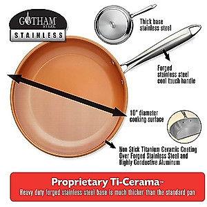 Gotham Steel Stainless Steel 2 Pack Nonstick Frying Pan Set, Induction Base Stainless Steel Skillet Set + Stainless Steel Pan Set, Metal Frying Pan – Nonstick Egg Pan, Oven/Dishwasher Safe Non Toxic