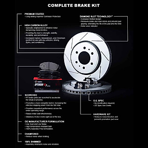 R1 Concepts Rear Brakes and Rotors Kit |Rear Brake Pads| Brake Rotors and Pads| Optimum OEp Brake Pads and Rotors| Hardware Kit WLUH1-67196