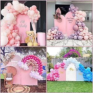 AIBIIN 2x5ft Pink Arch Wall Backdrop Round Top Backdrop Cover Valentine's Day Round Top Arch Frame Cover 2-Sided Fit Backdrop Stand for Wedding Baby Shower Birthday Bridal Shower Events Party Decor