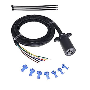 NEWSUN® 8.2ft RV-Ready 7-Way Plug Cord Wiring Harness, Brake & Light Control, Blade 7-Pin Trailer with Wire Cable, Ultimate Trailer Light Connector for All RVs