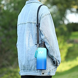 WEREWOLVES 24 oz Insulated Water Bottle With Paracord Handles & Strap & Straw Lid & Spout Lid,Reusable Wide Mouth Vacuum Stainless Steel Water Bottle for Adults (New-Ocean, 24 oz)