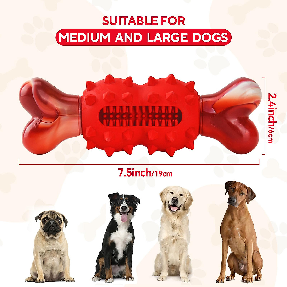 LIFLIX Dog Toys for Aggressive Chewers, Tough Indestructible Dog Chew Toys, Durable Nylon & Rubber Dog Toys for Large Medium Breed, Interactive Dog Toy for Teething, Bone Shape