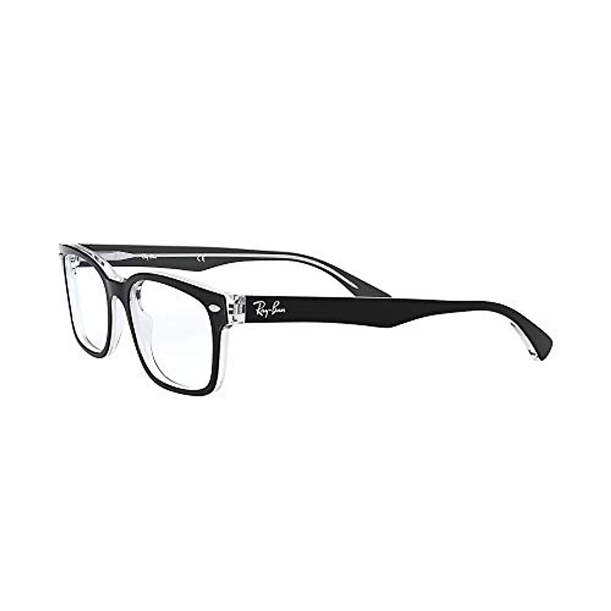 Ray-Ban RX5286 Square Prescription Eyeglass Frames, Black On Transparent/Demo Lens, 51 mm