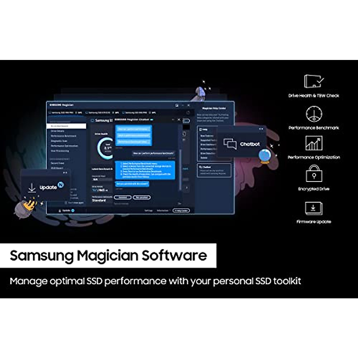 Samsung 990 PRO Series - 2TB PCIe Gen4. X4 NVMe 2.0c - M.2 Internal SSD (MZ-V9P2T0B/AM)