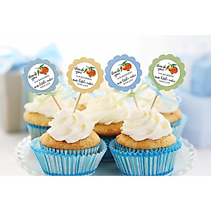 80 Pieces Cute Round Orange Thank You Stickers, Wedding Bridal Shower Birthday Party Fruit Orange Themed Party Gift Wrap Bag Label Decorations