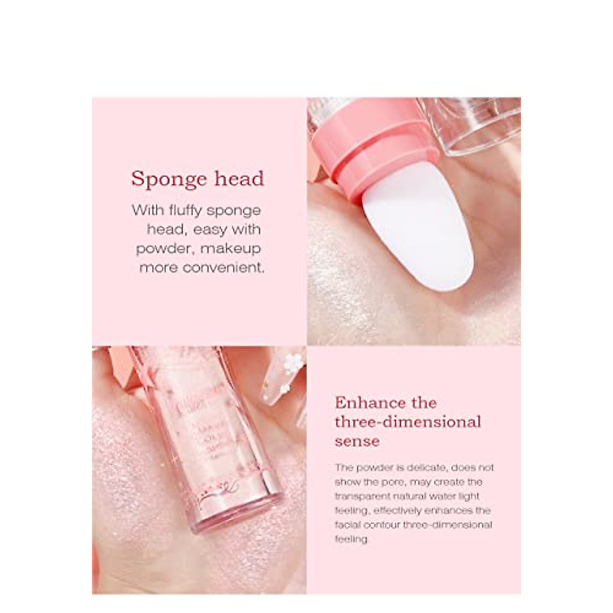 2 Pack Polvo De Hadas, Body Brightens the Natural Three-dimensional Face Blusher Patting Polvo De Hadas Powder Highlighter Makeup. (01# White moonbeam)