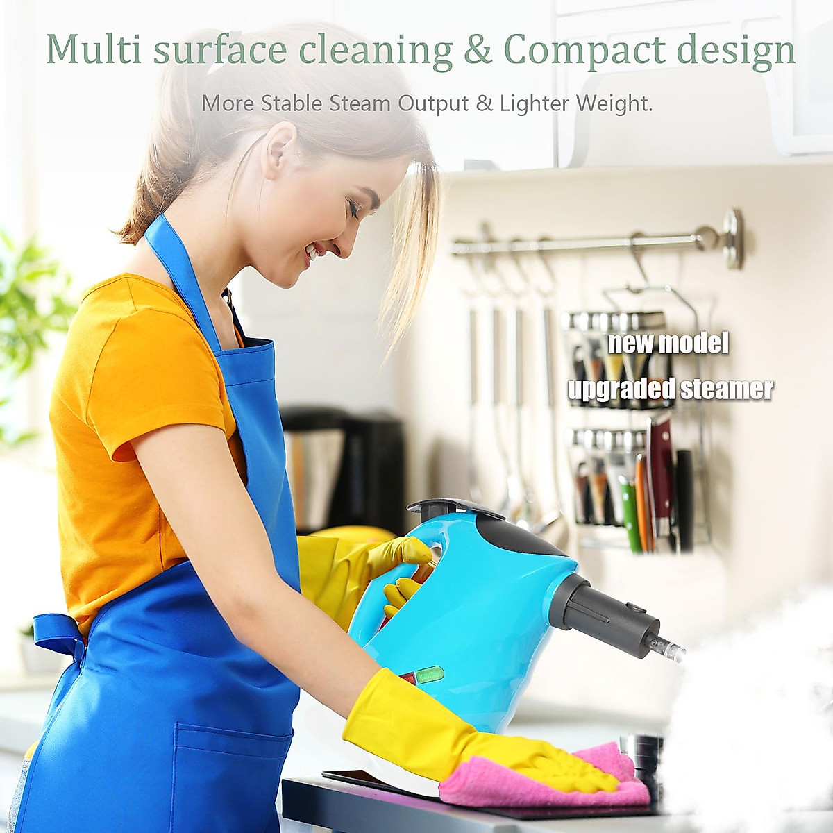 Vilucks Handheld Steam Cleaner, Upholstery Steamer for Cleaning, 25-30S Fast Heating Furniture Steam Cleaner, 12 in 1 Steamer for Home Use, Couch, Car, Sofa, Tile, Multi surface (Add Water at Anytime)