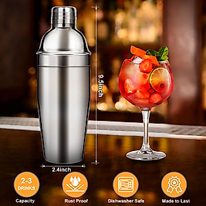 NewGF Cocktail Shaker, 25oz Martini Shaker Drink Shaker with Built In Strainer for Bartending, Stainless Steel Bar Shaker Large Bartender Shaker Margarita Mixer for Mixed Drinks