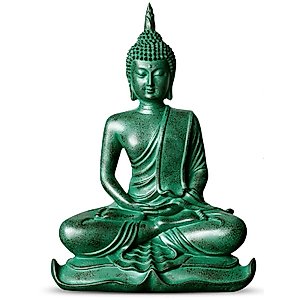 DBassinger Buddha Statue for Home Decor,6.18" Antique Thai Shakyamuni Sitting Statue Resin with Bronze Finish, Great Decoration for Meditation Altar